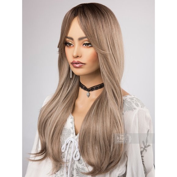 Her Wig Closet | Hair | Spring Honey Blonde Wig With Bangs Balayage ...